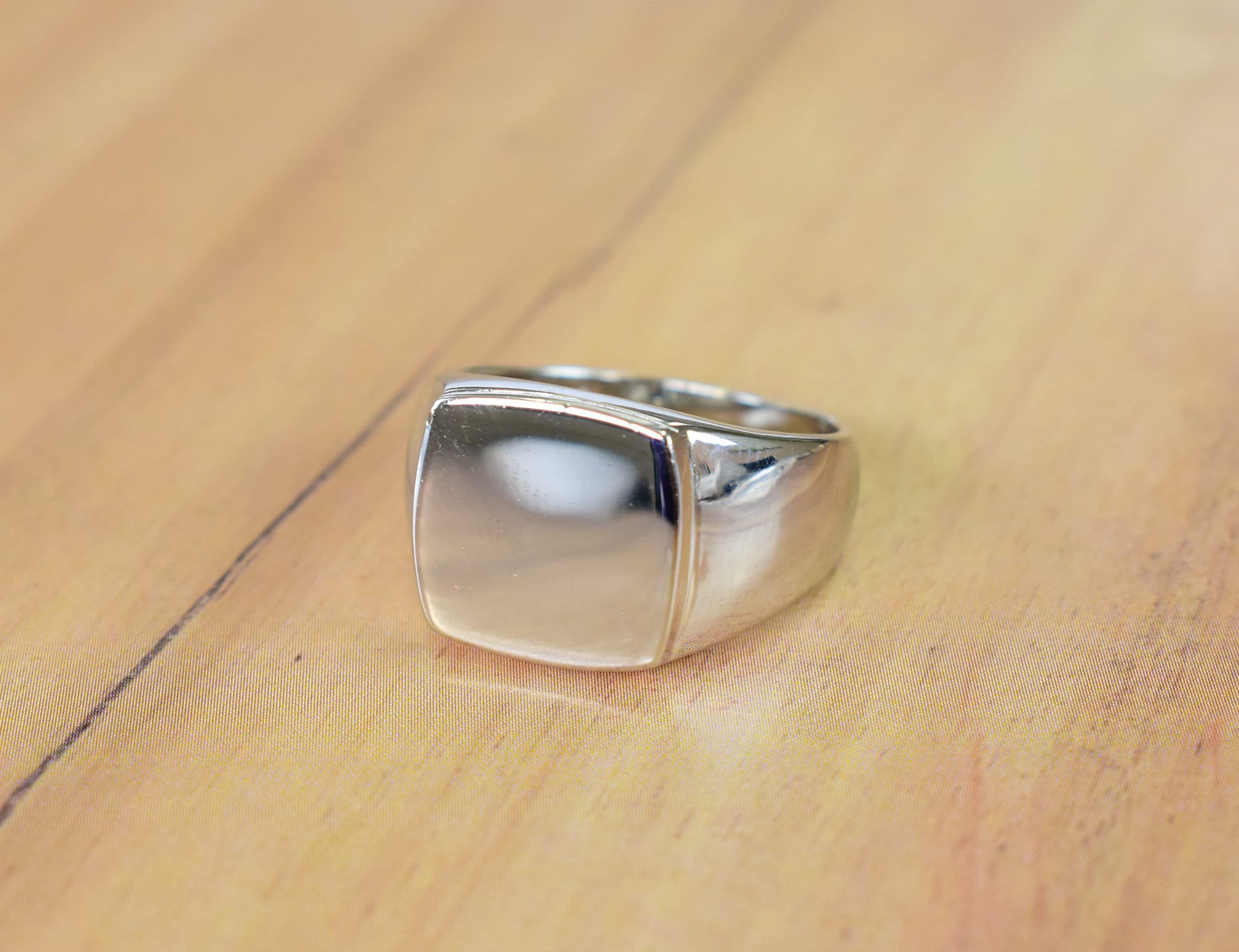 Sterling Silver Square Signet Ring Smooth Plain Top Signet - Etsy