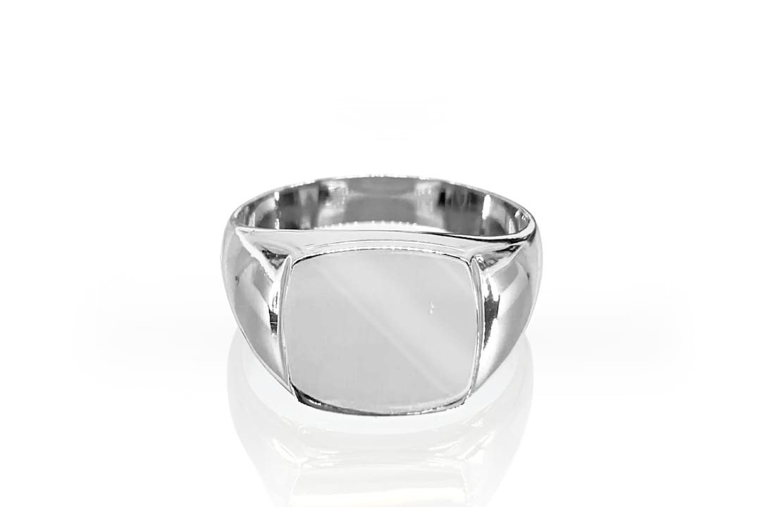Sterling Silver Square Signet Ring, Smooth Plain Top Signet Ring, Flat ...