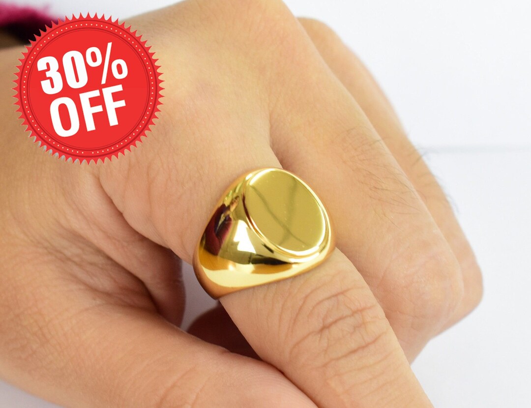 14k Gold Filled Signet Ring Men's Solid Heavy Gold Ring - Etsy