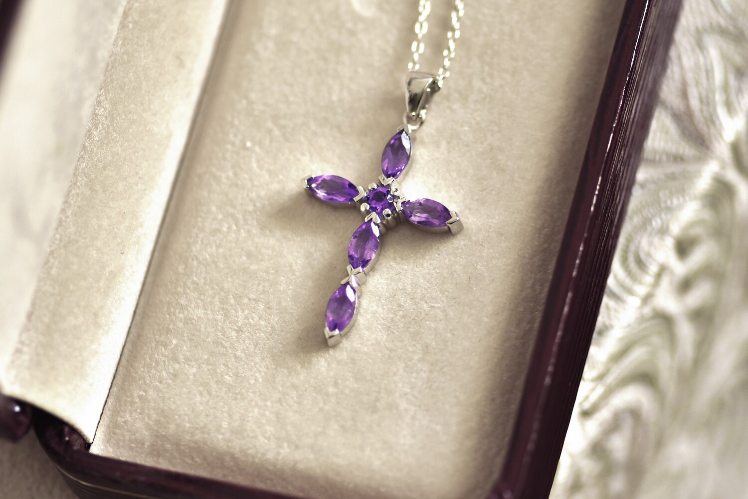 Sterling Silver Amethyst Cross Pendant Cross Gemstone - Etsy