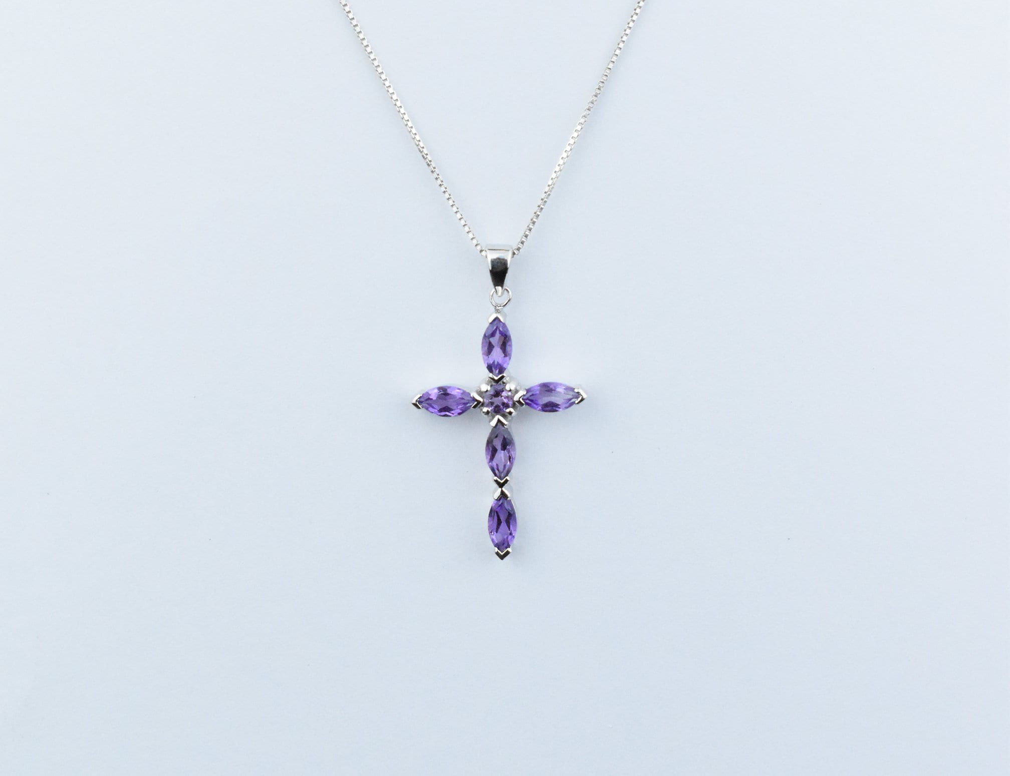 Sterling Silver Amethyst Cross Pendant Cross Gemstone | Etsy
