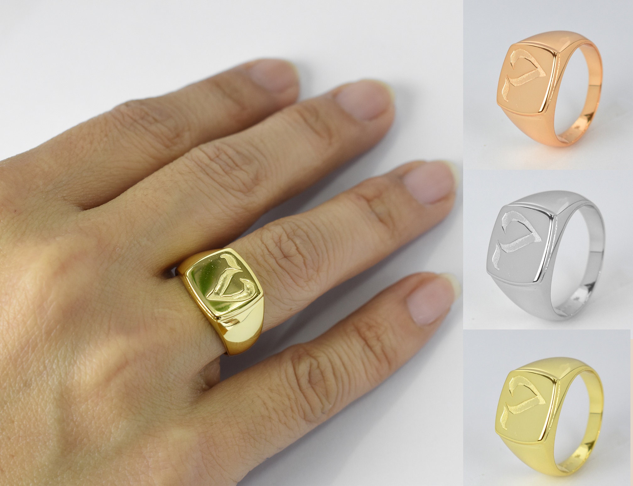 Gold Filled Signet Ring Initial Signet Ring Engraved | Etsy