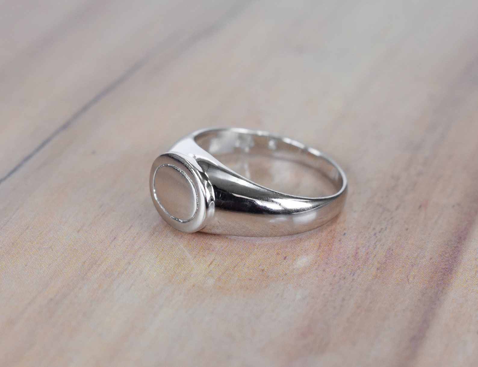 Silver Signet Ring Flat Top Oval Signet Ring Unisex Signet - Etsy