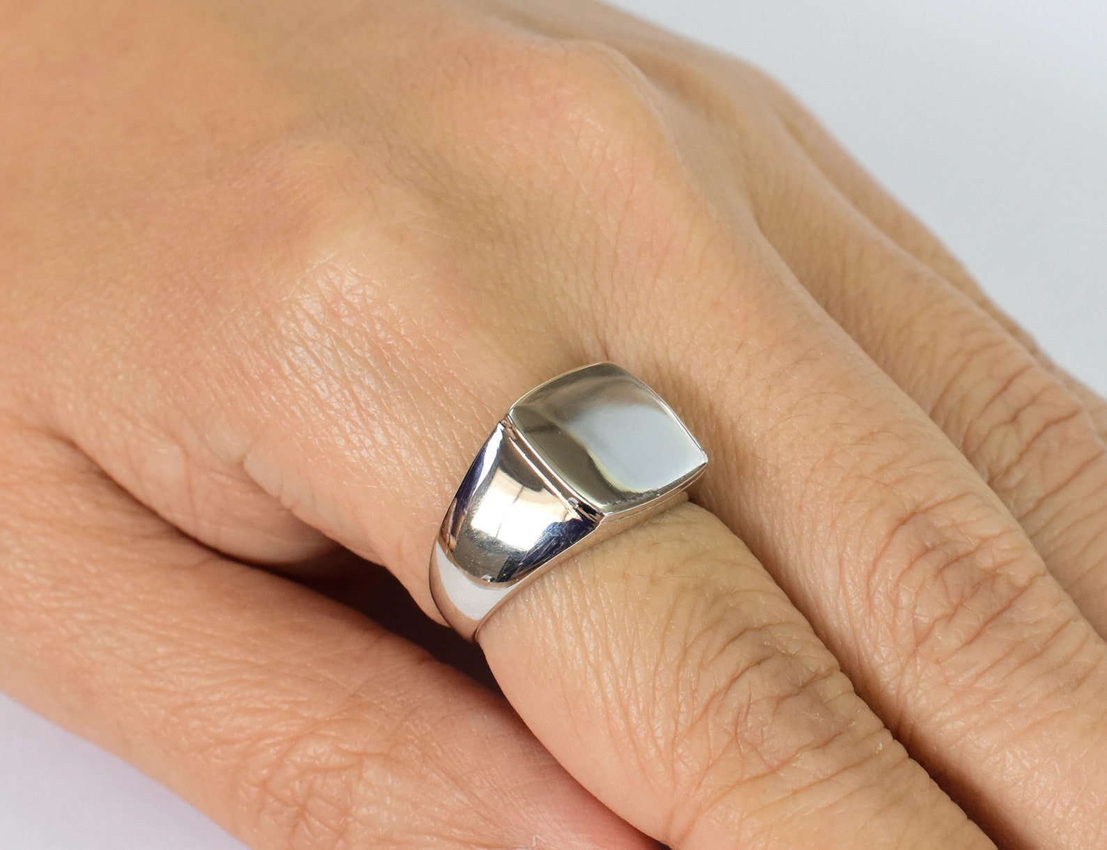 Sterling Silver Square Signet Ring Smooth Plain Top Signet - Etsy