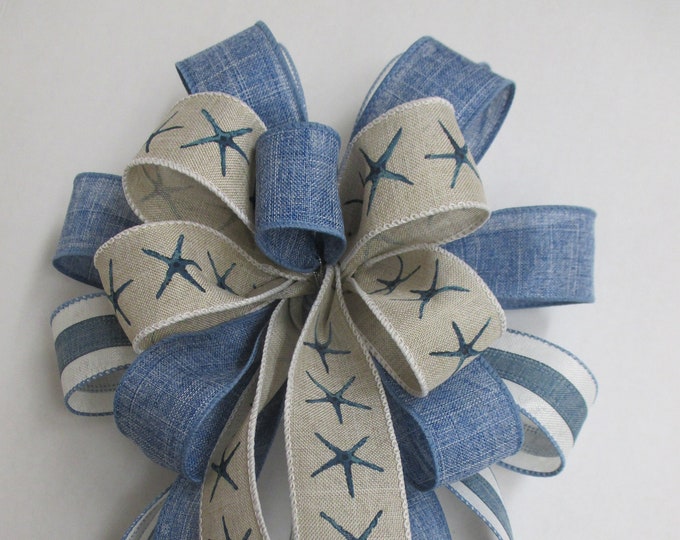 Nautical Wreath Bow, Coastal Decor, Beach Wreath Bow, Anchor Wreath Bow ...