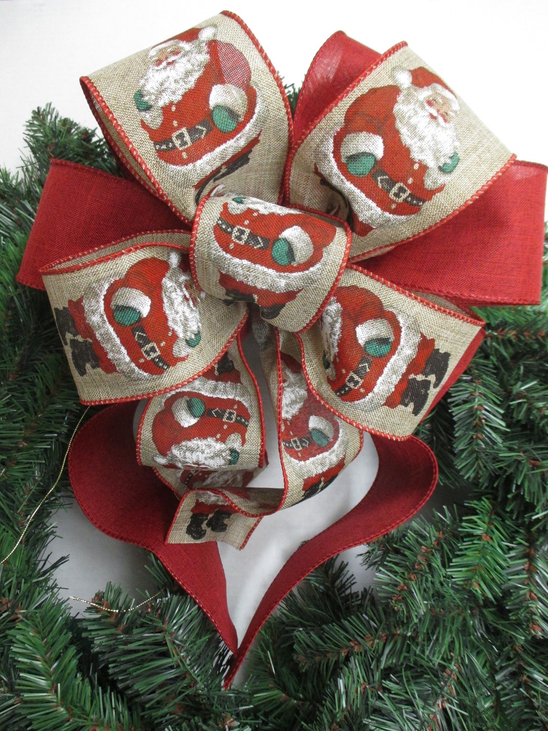 Rustic Santa Wreath Bow or Gift Bow - Etsy