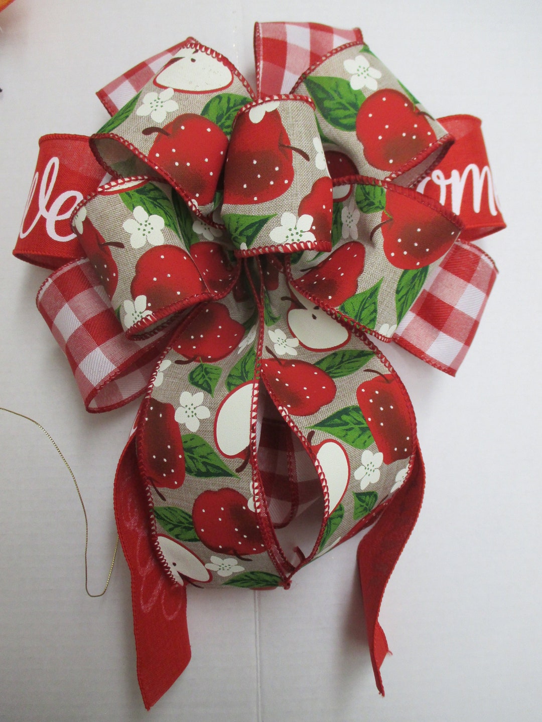 11 Welcome Apple Buffalo Check Bow - Etsy