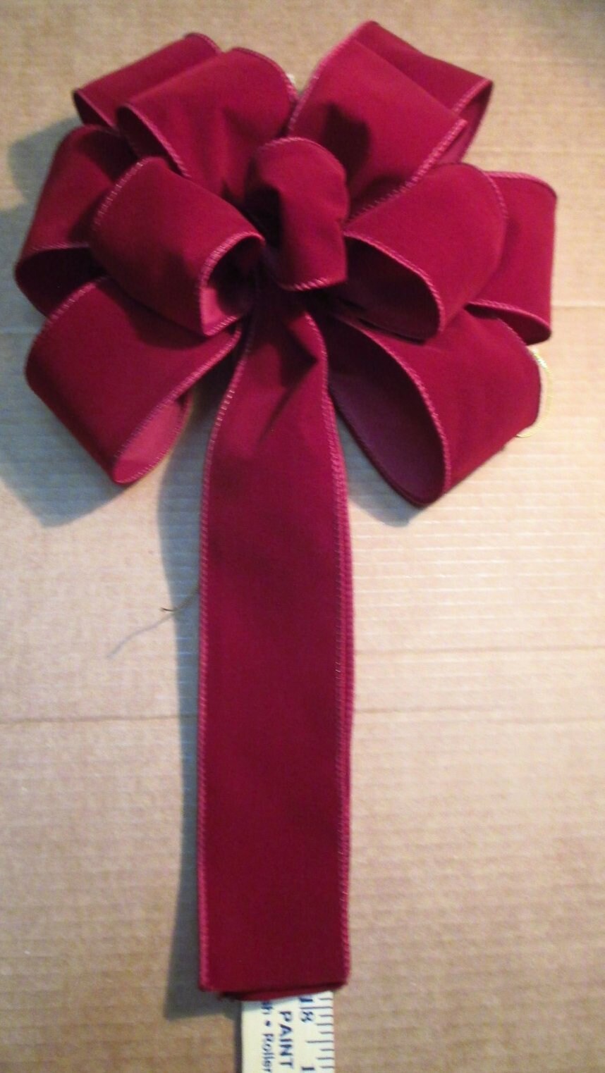 Burgundy Velvet Christmas Bow 9 to 10 - Etsy
