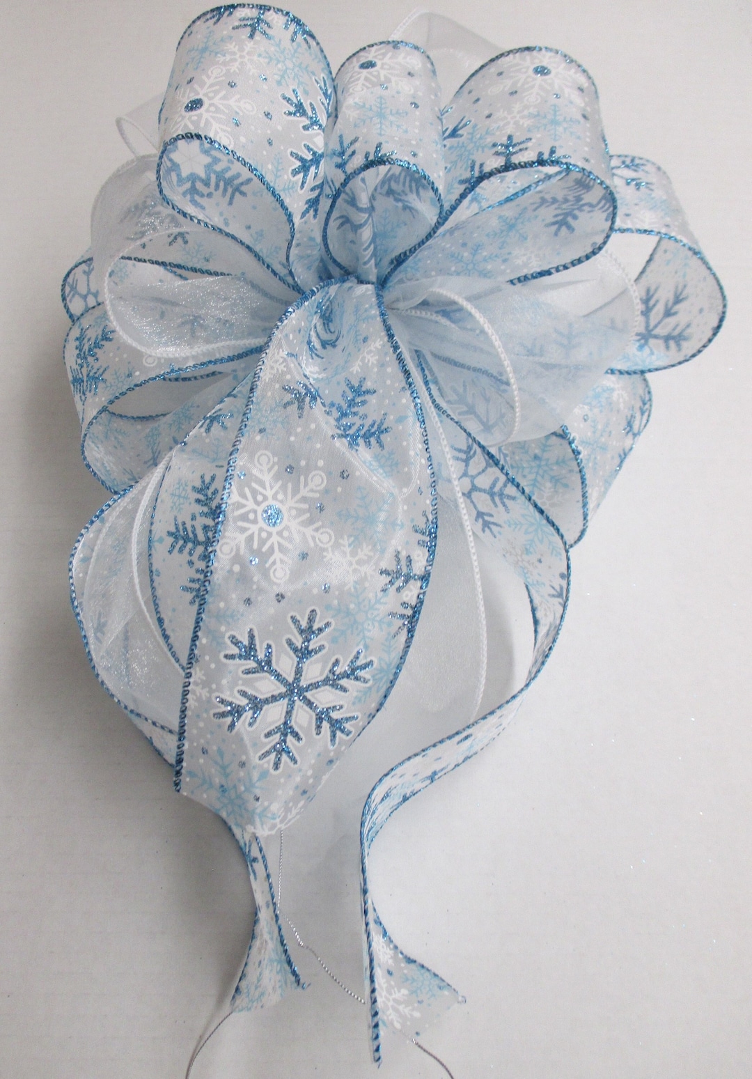 Blue Puff Snow Bow - 10" Wreath Bow - Etsy