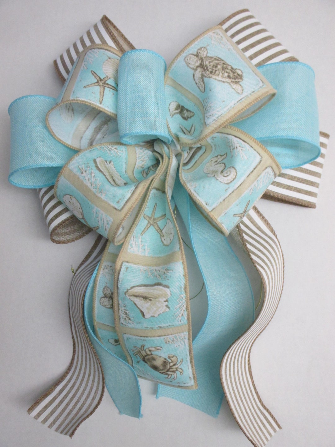 10" Sand and Sea Wreath Bow - Beach Bow Decor - Etsy