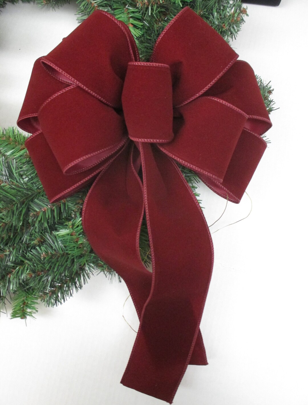 Burgundy Velvet Christmas Bow - 9 to 10" - Etsy