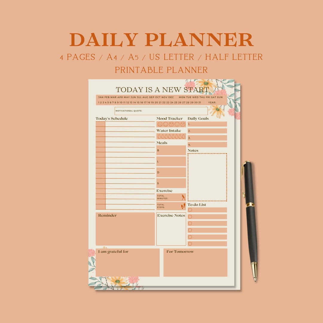 24 Hour Daily Planner Printable, Hourly Planner, Military Time Plan ...