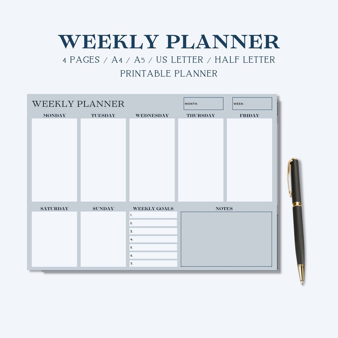 Weekly Planner Printable Landscape, Minimal Weekly Schedule, Weekly ...