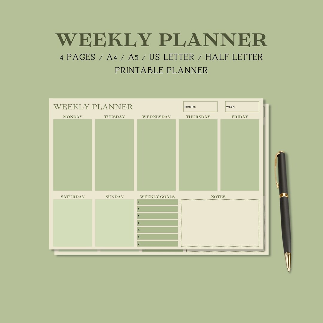 Weekly Planner Printable Landscape, Minimal Weekly Schedule, Weekly ...