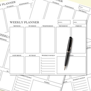 Weekly Planner Printable Landscape, Minimal Weekly Schedule, Weekly ...