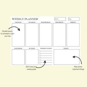 Weekly Planner Printable Landscape, Minimal Weekly Schedule, Weekly ...