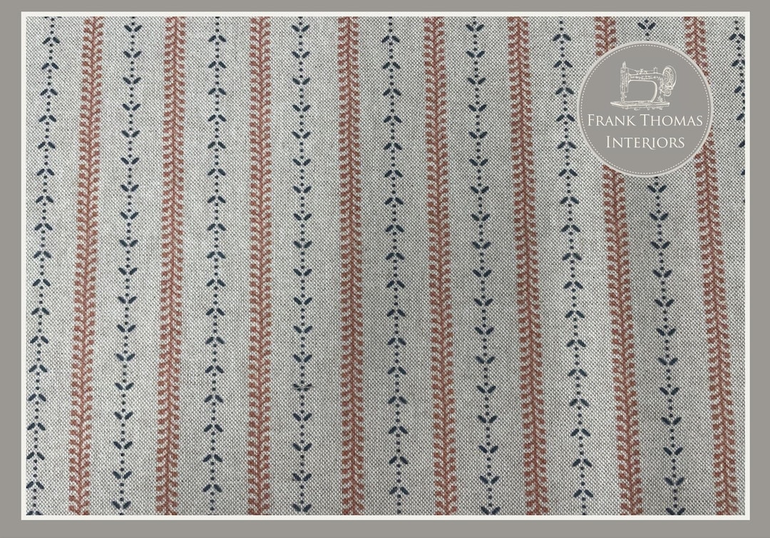 Grimaldi Regency Stripe Linen Curtain Blind Upholstery Fabric ORANGE ...