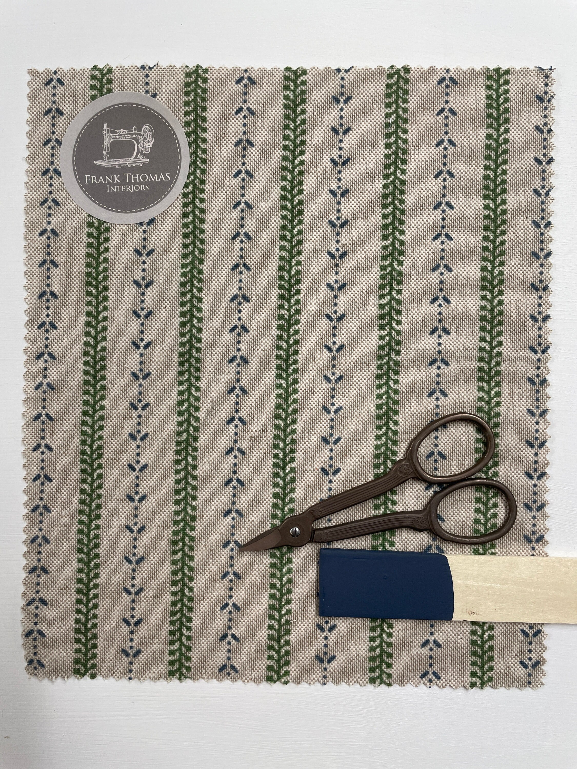 Grimaldi Regency Stripe Linen Curtain Blind Upholstery Fabric - INDIGO ...