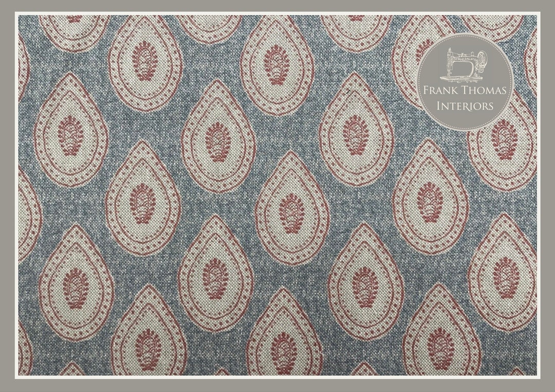 Khadu Modern Block Print Teardrop Linen BLUE - Etsy