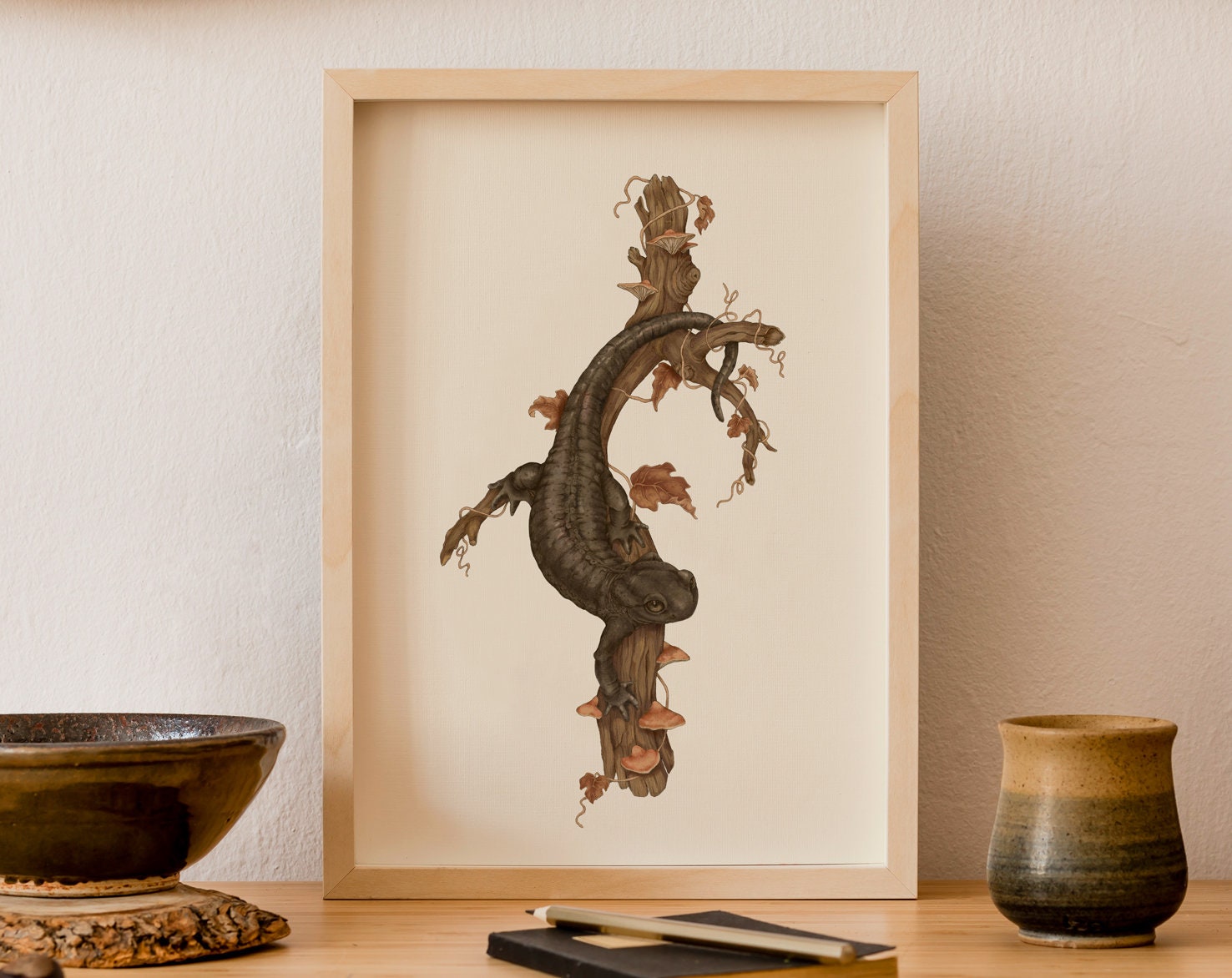 Alpine Salamander Illustration Print, Wildlife Nature Art Print ...