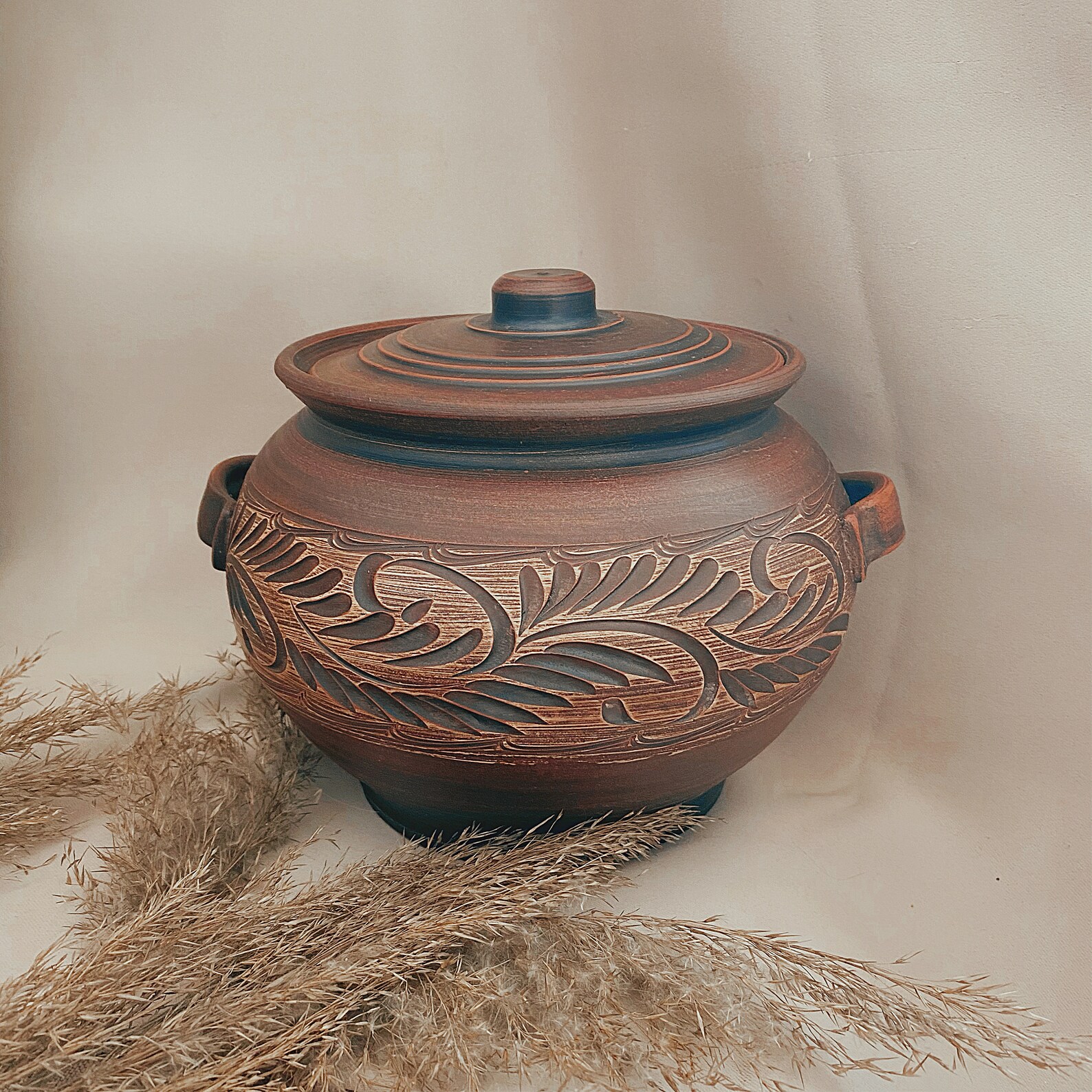 Clay Cooking Pot with Lid and Handle Pottery Baking Pot Clay | Etsy
