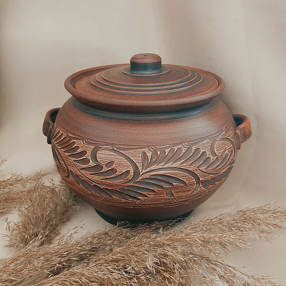 Clay Cooking Pot with Lid and Handle Pottery Baking Pot Clay | Etsy