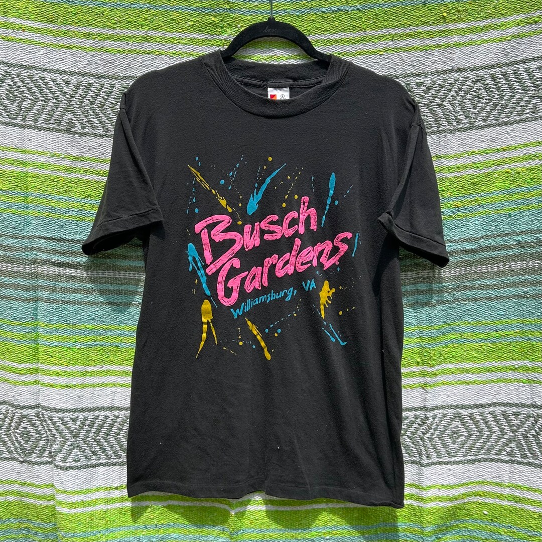 Vintage 90s Busch Gardens Williamsburg, VA T-shirt Black Neon - Etsy