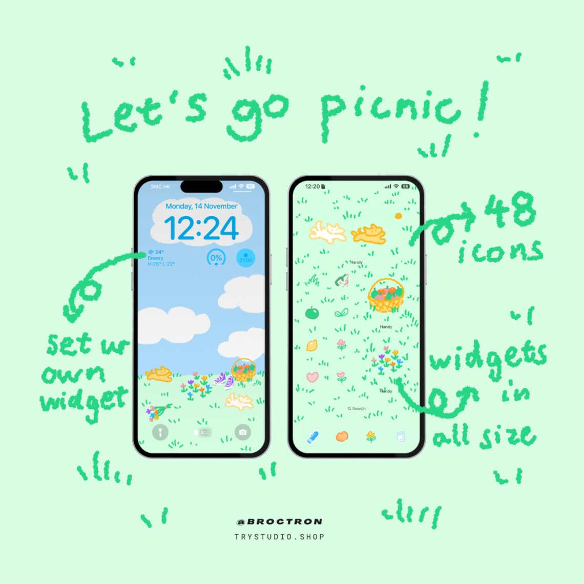 Let's Go Picnic Cute Icon Set, Cute Icons, Ios and Android App Icons ...