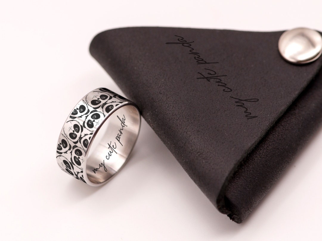 Panda Ring Individuell gravierter Ring Panda Geschenke Natur Liebhaber ...