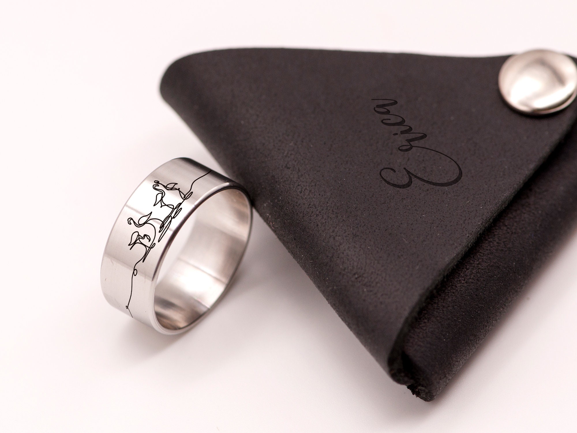 Personalized jewelry bird ring flamingo design custom engraved | Etsy