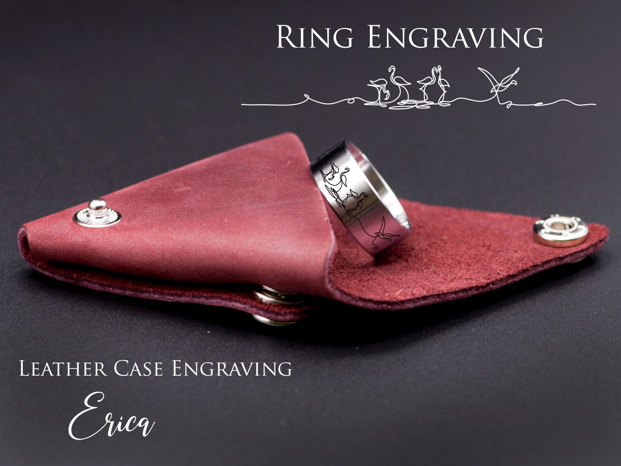 Personalized jewelry bird ring flamingo design custom engraved | Etsy