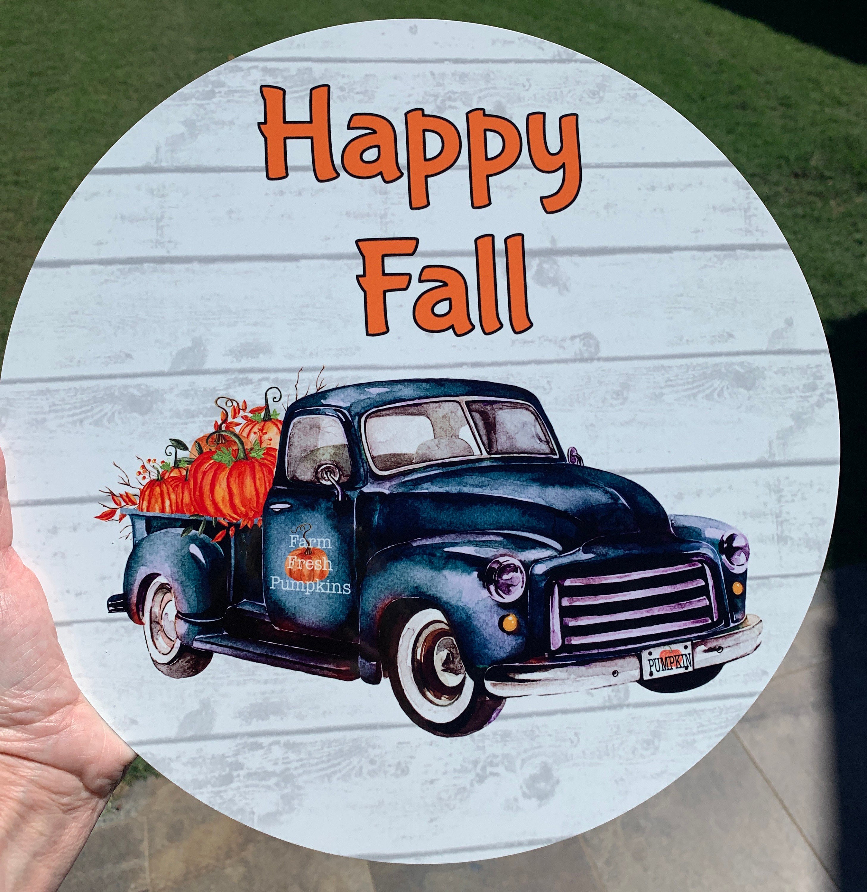 Home & Living Home Décor Ships Fast Blue Truck With Pumpkins Pumpkin ...