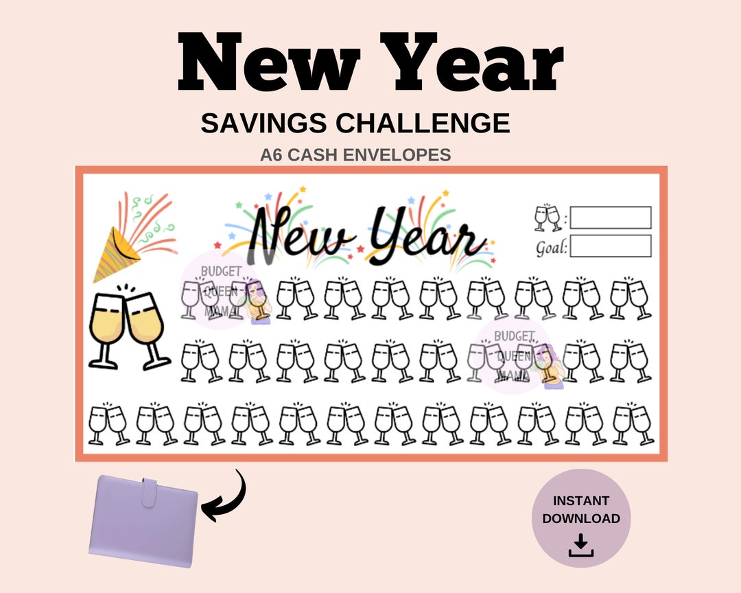 New Year Tracker A6 - New Year Savings Challenge - A6 Cash Envelopes ...