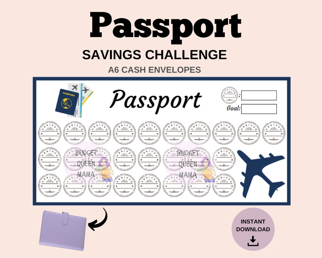 Passport Tracker A6 - Passport Savings Challenge - Fits A6 Cash ...