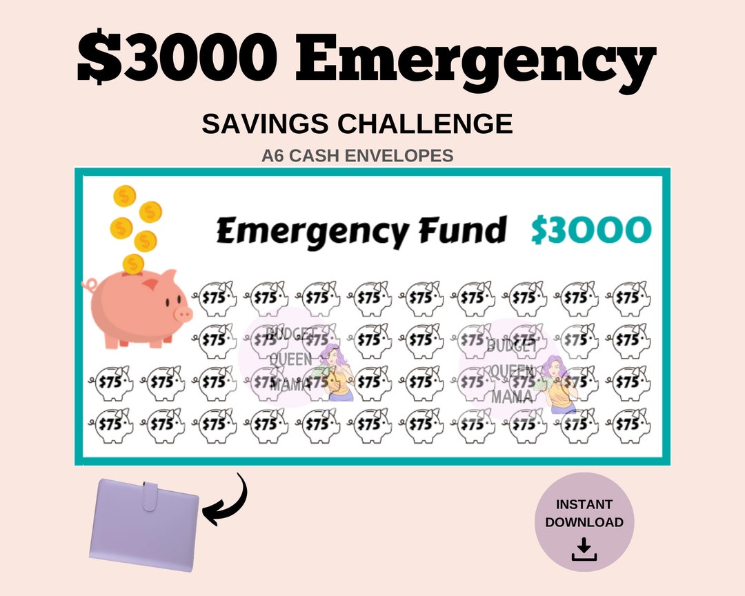 Emergency Fund Savings Challenge - Emergency Fund Tracker - 3K ...