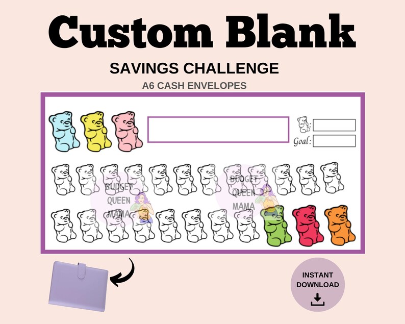 Custom Blank Savings Challenge A6 - A6 Cash Envelopes - Mini Savings A6 ...