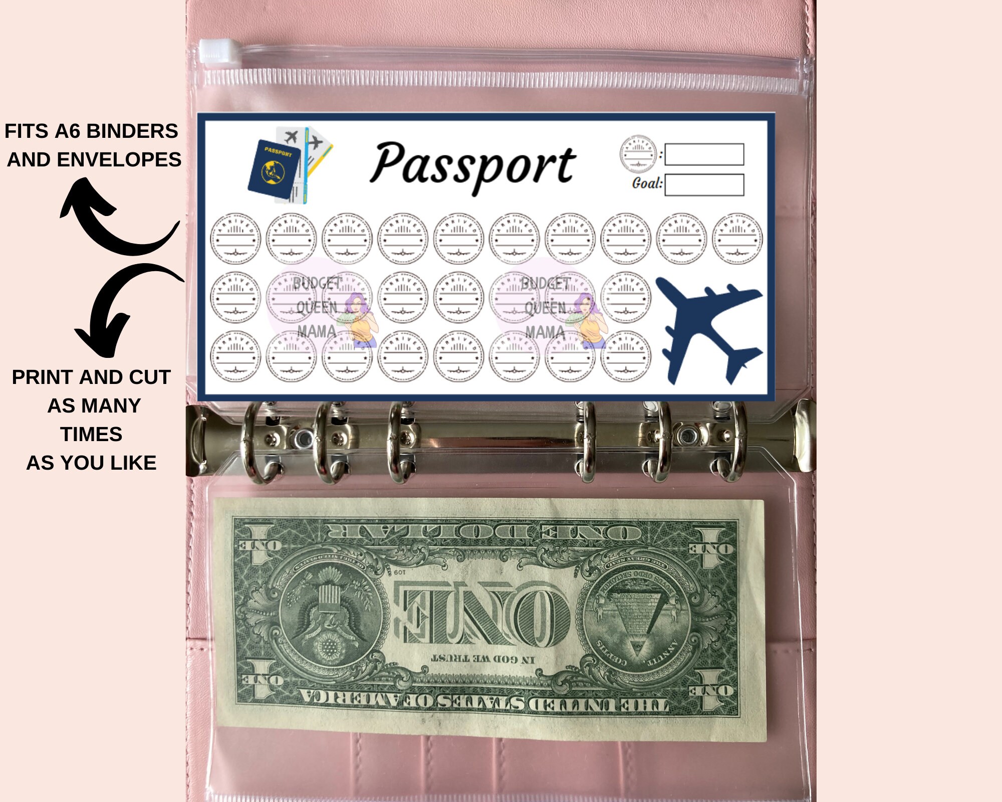 Passport Tracker A6 - Passport Savings Challenge - Fits A6 Cash ...