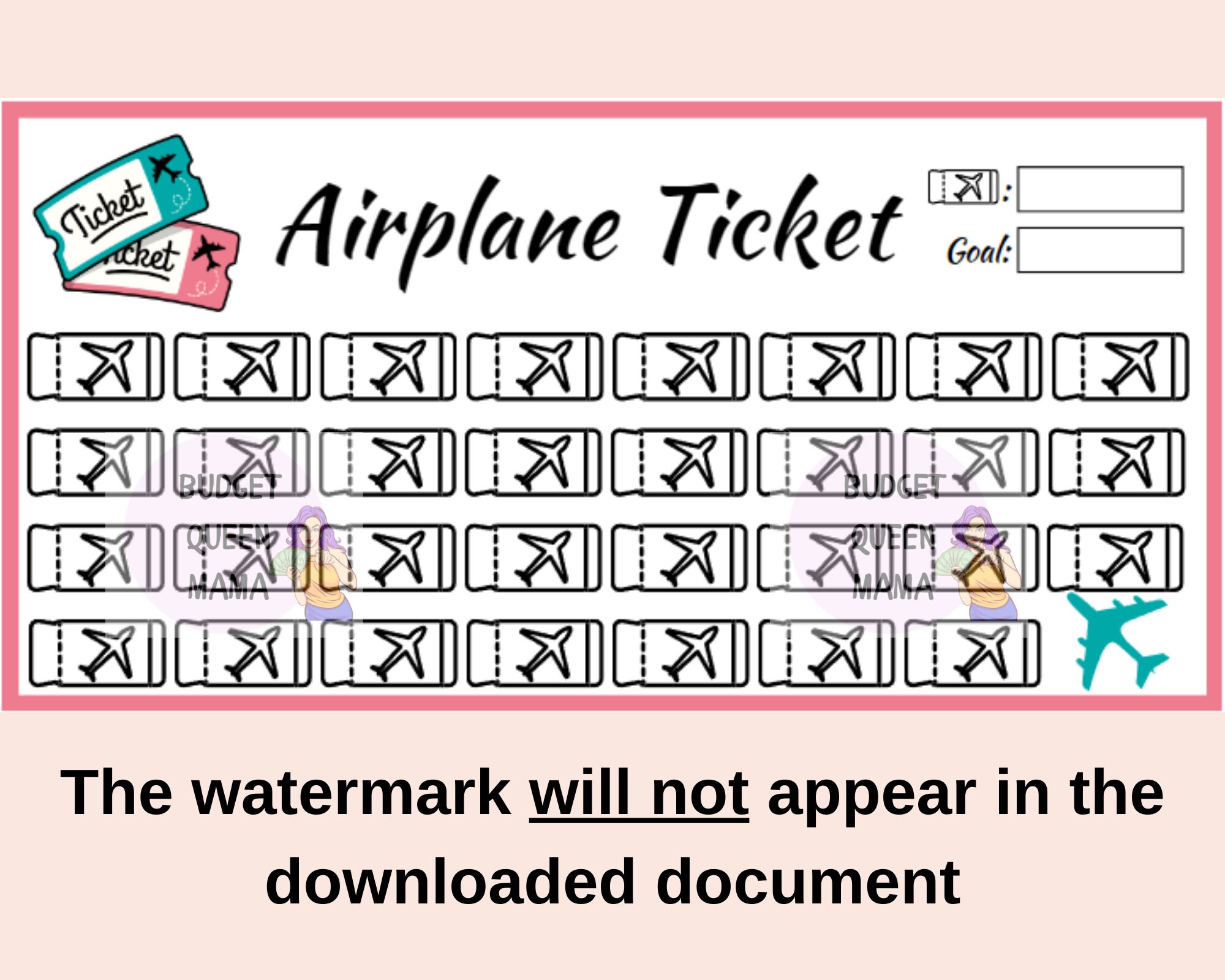 Airplane Ticket Tracker A6 - Airplane Ticket Savings Challenge - Fits ...