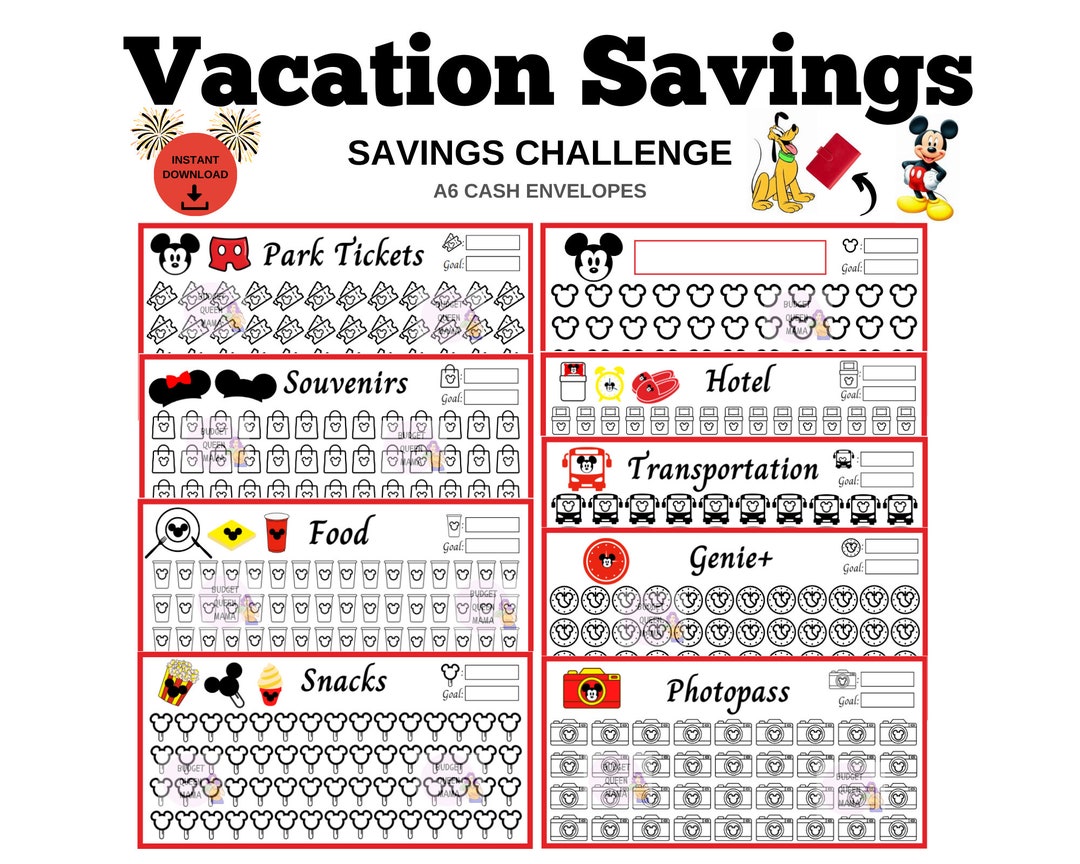 Vacation Savings Challenge Bundle - Theme Park Vacation Savings Bundle ...