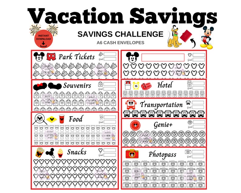 Vacation Savings Challenge Bundle - Theme Park Vacation Savings Bundle ...