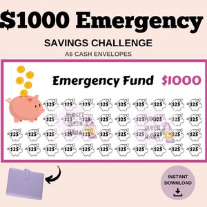 Emergency Savings Challenge - Emergency Fund Tracker - 1K Emergency ...