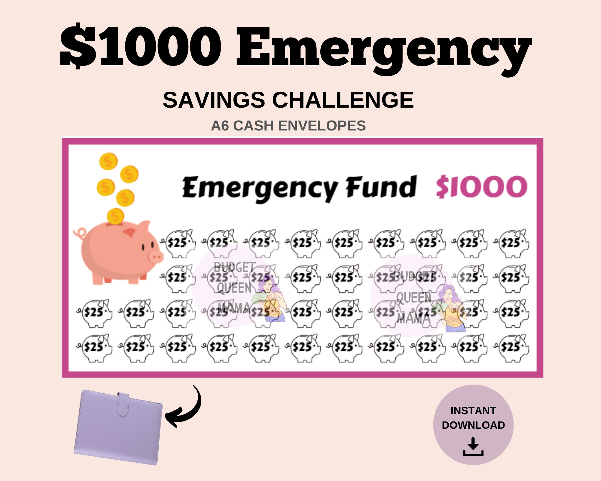 Emergency Savings Challenge Emergency Fund Tracker 1K - Etsy