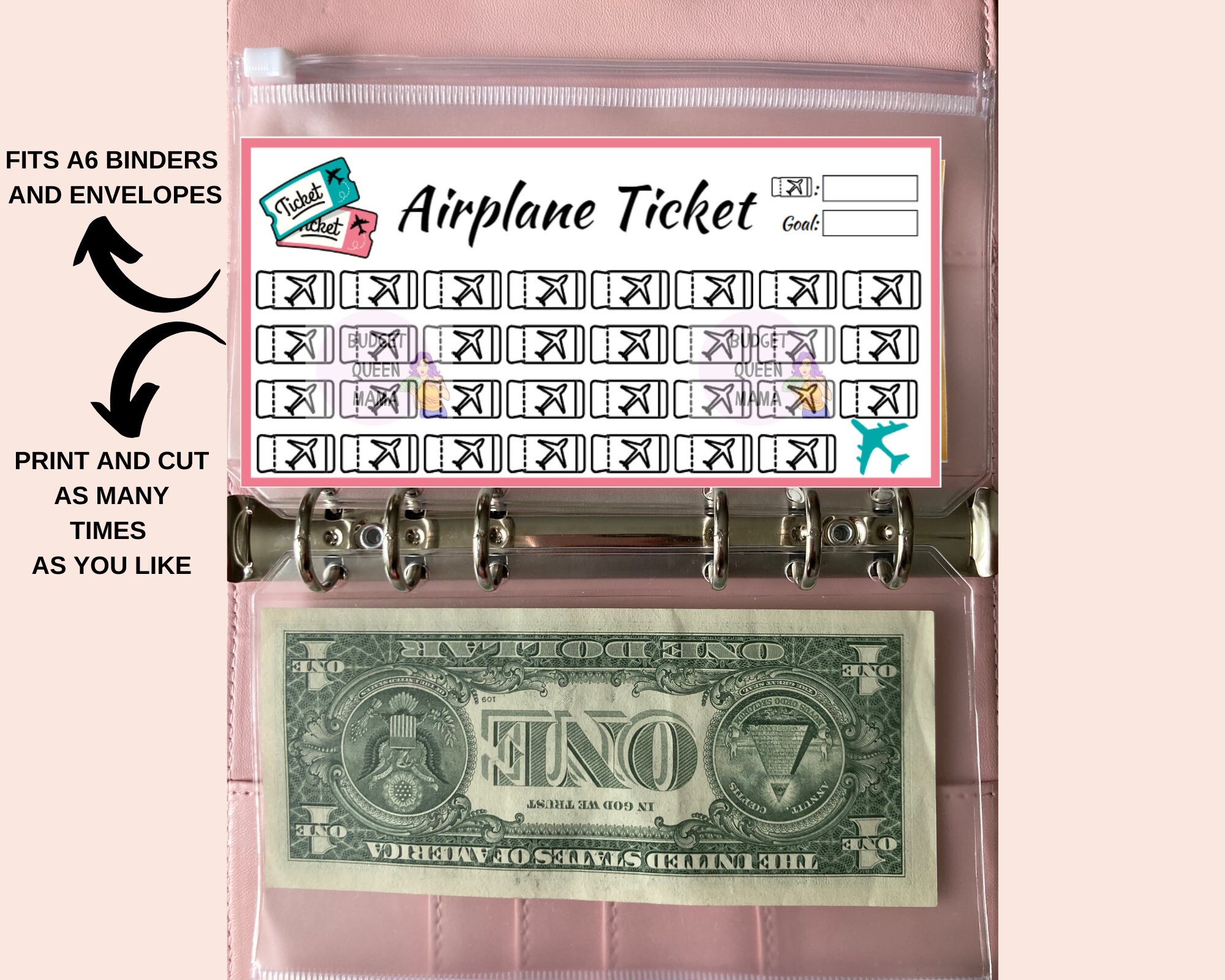 Airplane Ticket Tracker A6 - Airplane Ticket Savings Challenge - Fits ...