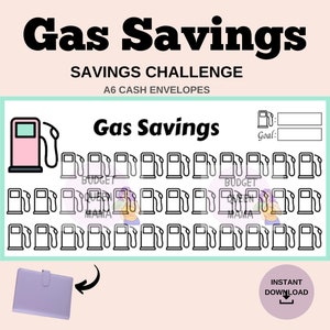 Gas Savings Challenge A6 Cash Envelopes - Gas Tracker A6 - Gas Fund ...