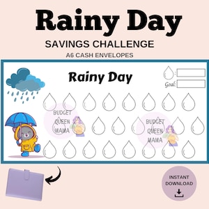 Rainy Day Savings Challenge - Rainy Day Fund Tracker - Emergency ...