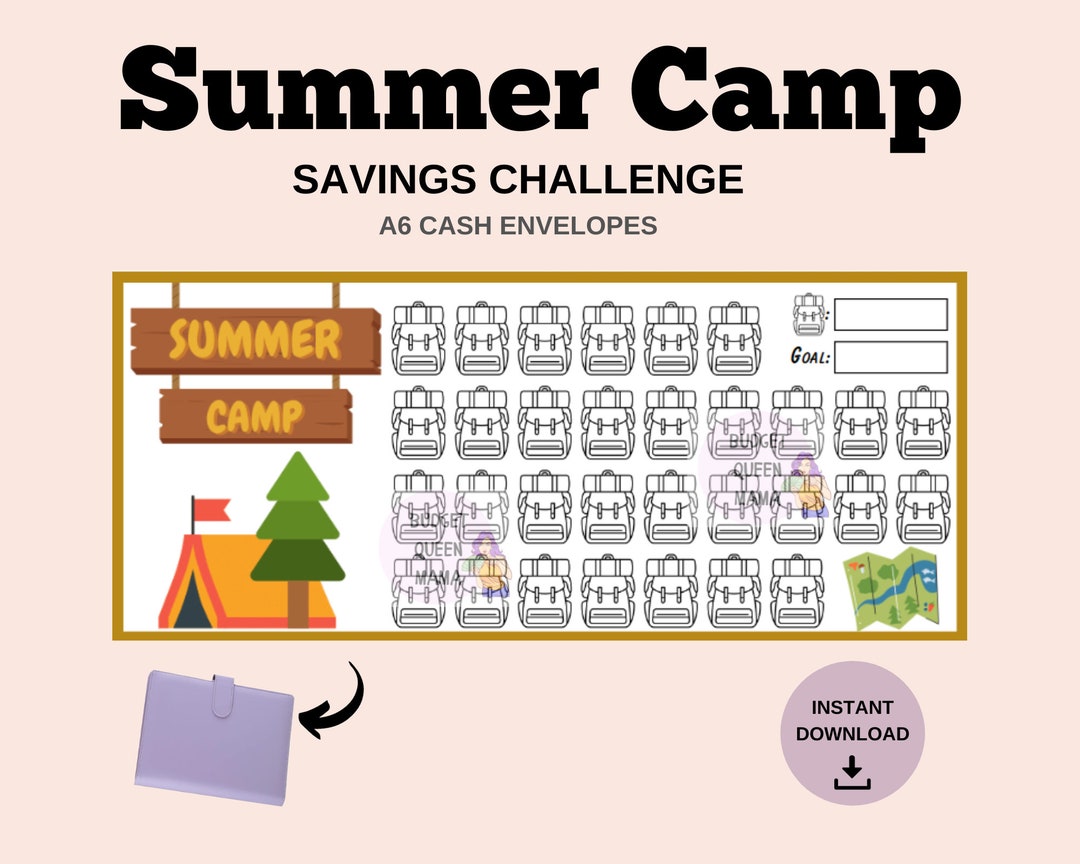 Summer Camp Savings Challenge Summer Camp Tracker Fits A6 - Etsy