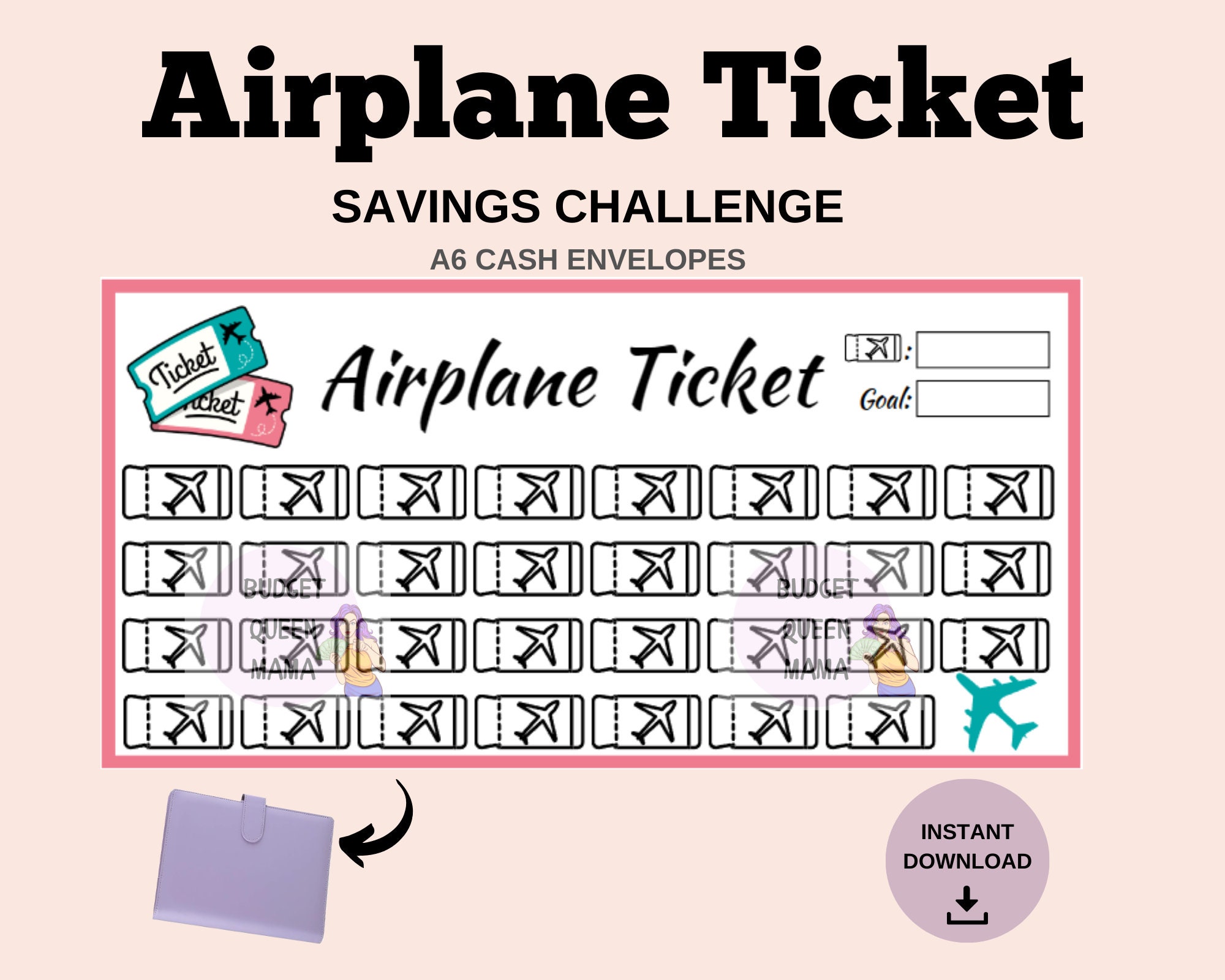Airplane Ticket Tracker A6 Airplane Ticket Savings Challenge Fits A6 ...