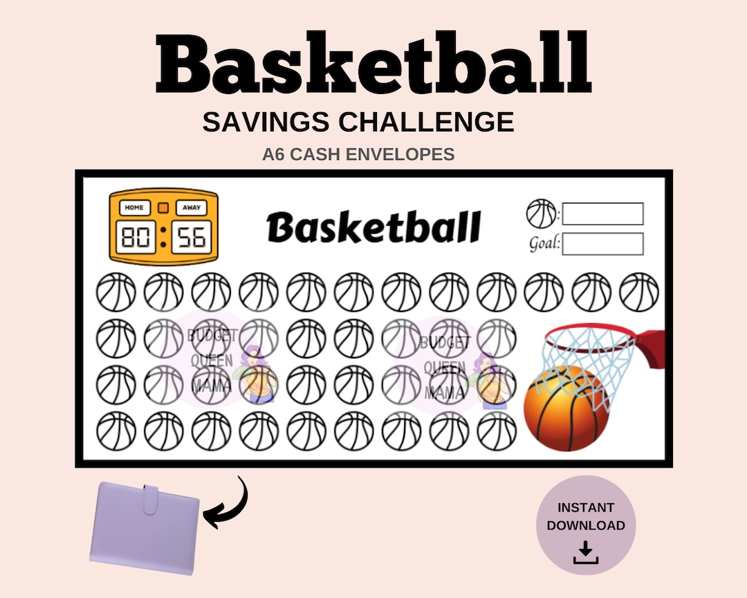 Basketball Savings Challenge - Basketball Tracker - A6 Cash Envelopes ...