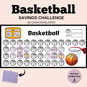 Basketball Savings Challenge - Basketball Tracker - A6 Cash Envelopes ...