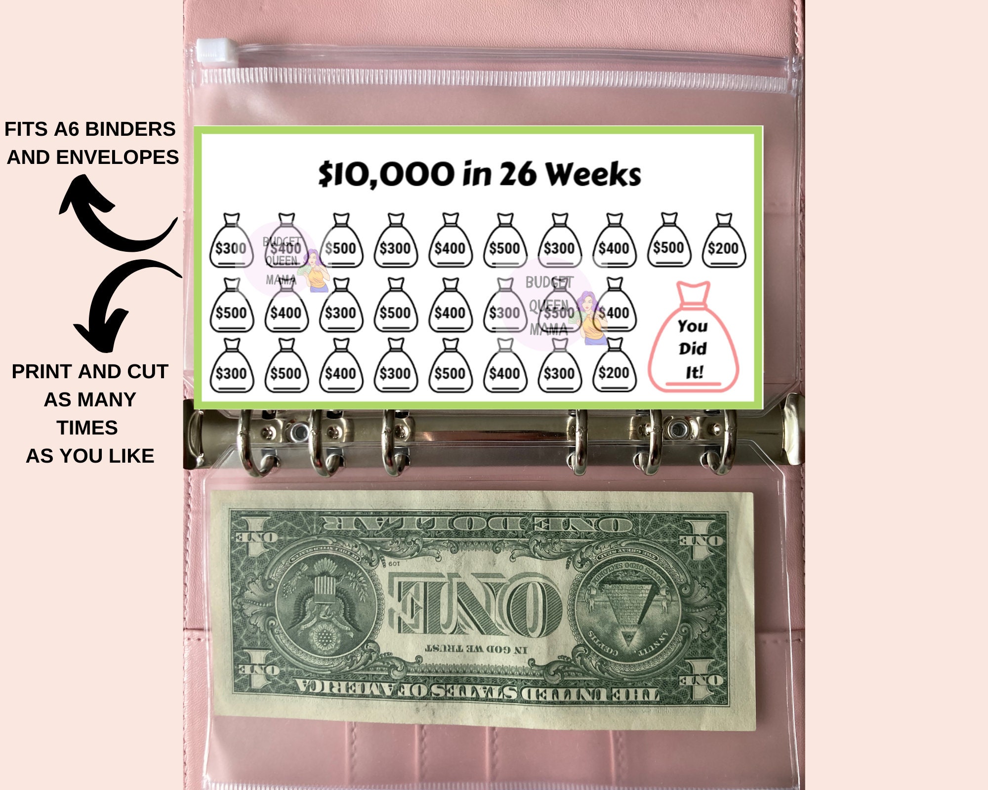26 Week Savings Challenge - 10000 Savings - 10k Savings - A6 Cash ...